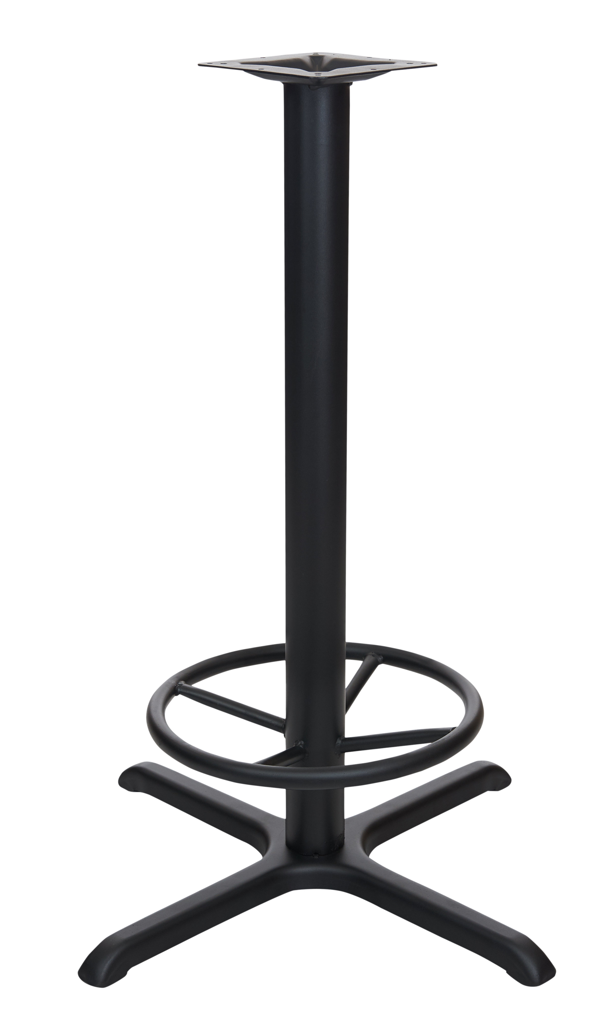 BFMSEATING STB Black 30x30" Cross Indoor Bar Height Table Base with Foot Ring | Wayfair